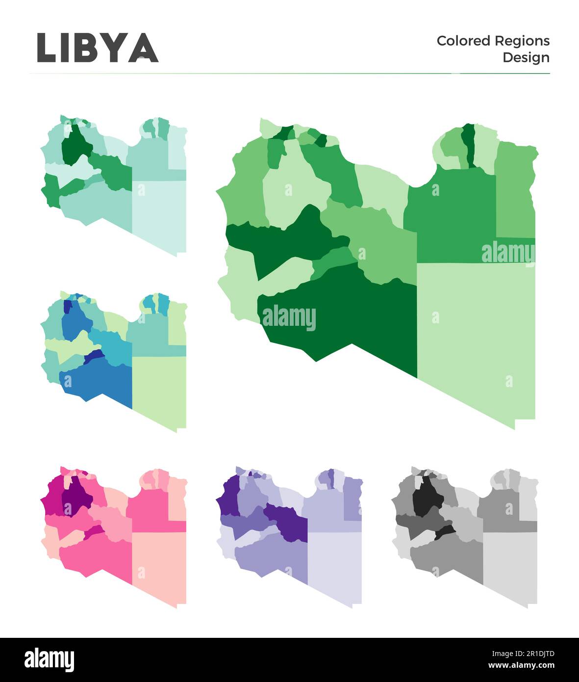 Libya map collection. Borders of Libya for your infographic. Colored country regions. Vector ...