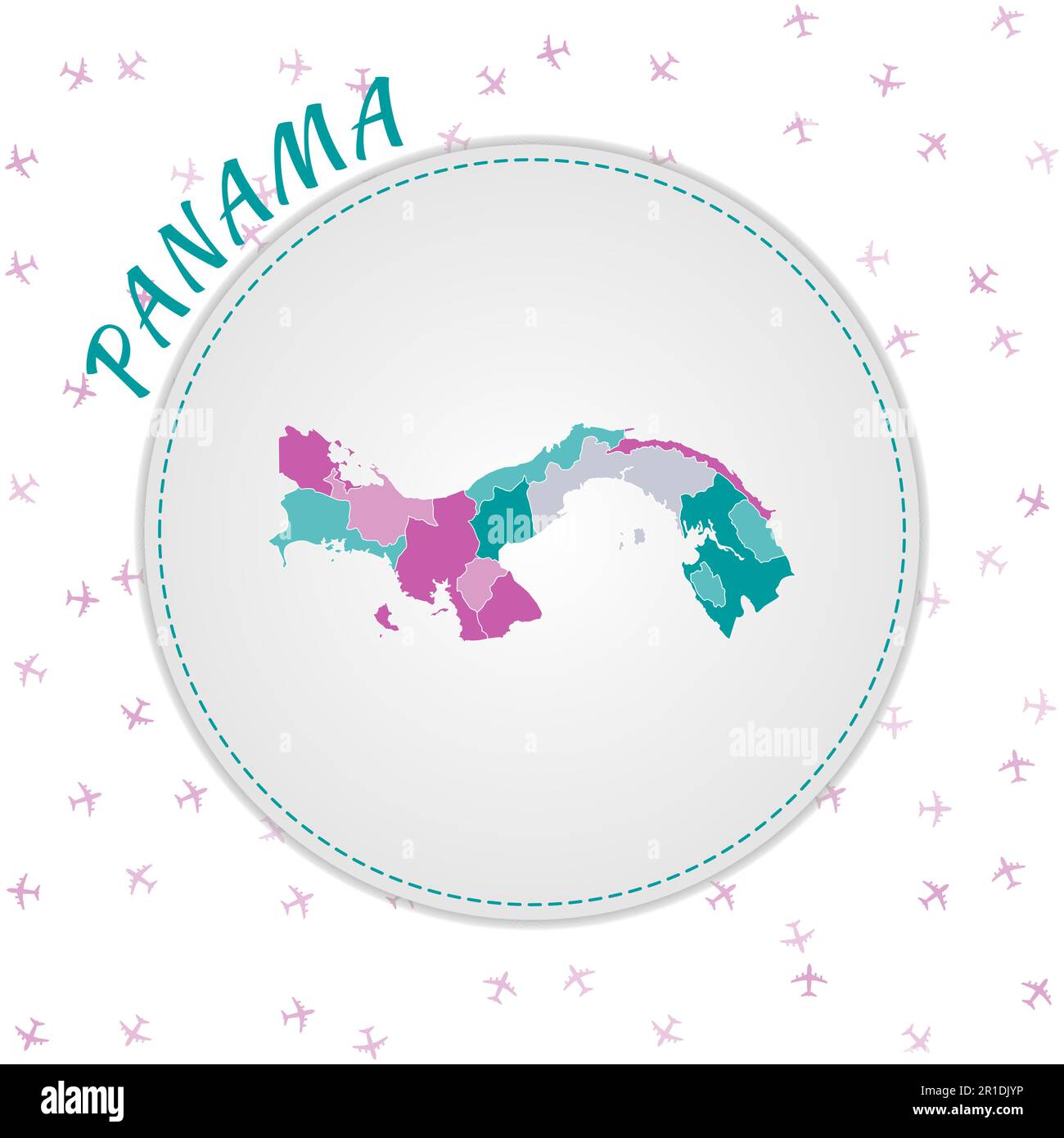 Panama map design. Map of the country with regions in emerald-amethyst ...