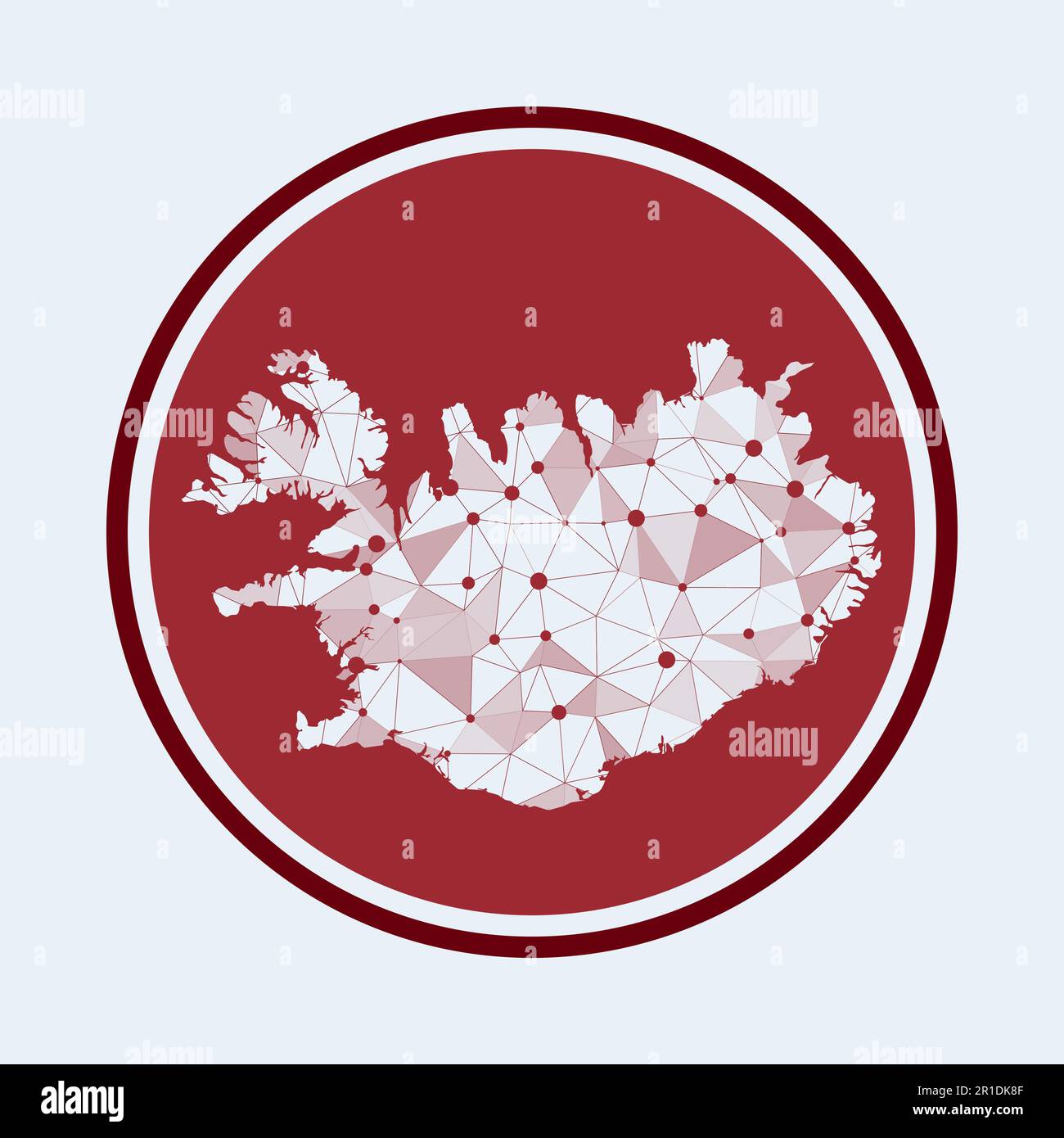 Iceland icon. Trendy tech logo of the country. Geometric mesh round ...