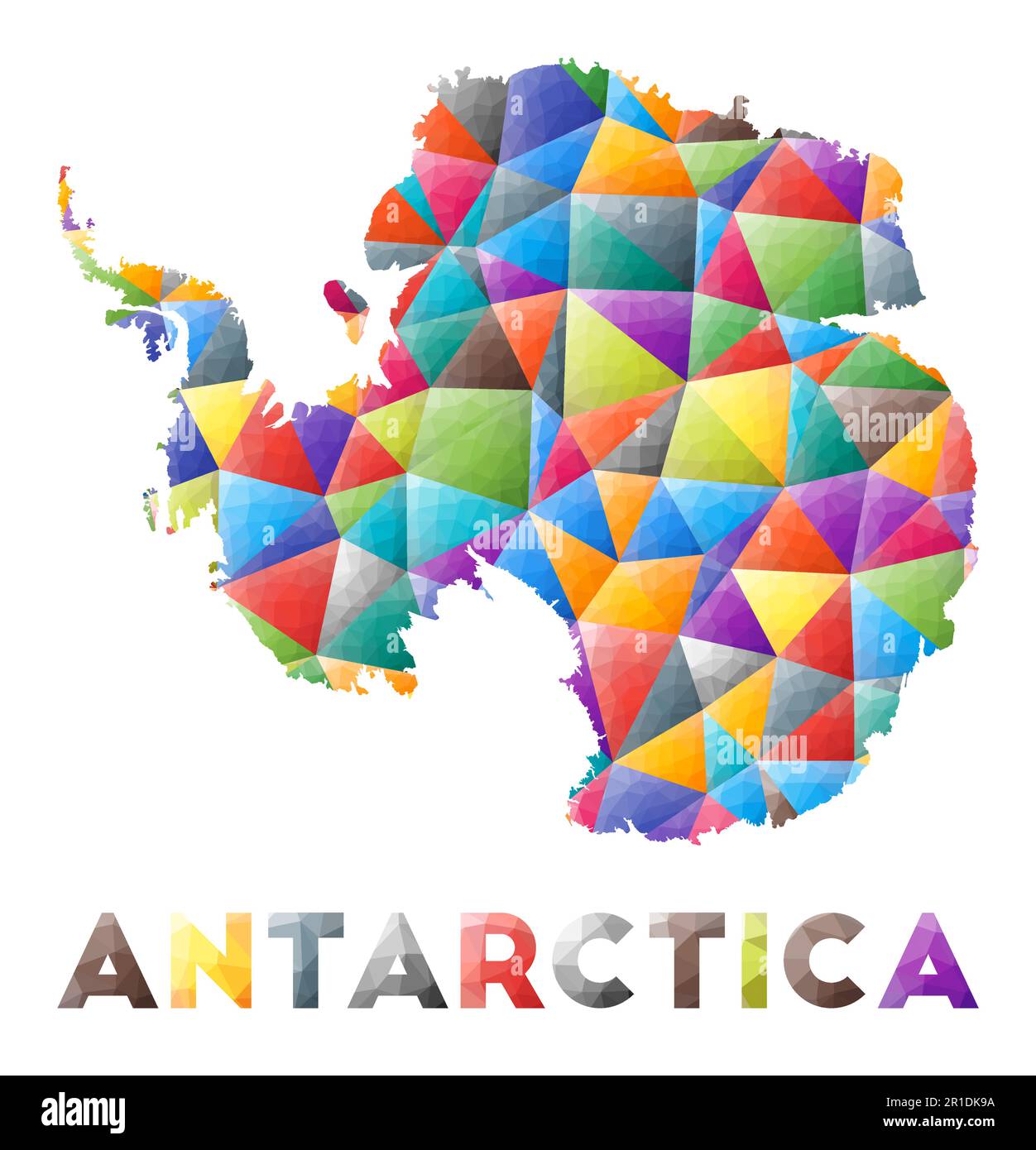 Antarctica - colorful low poly country shape. Multicolor geometric ...