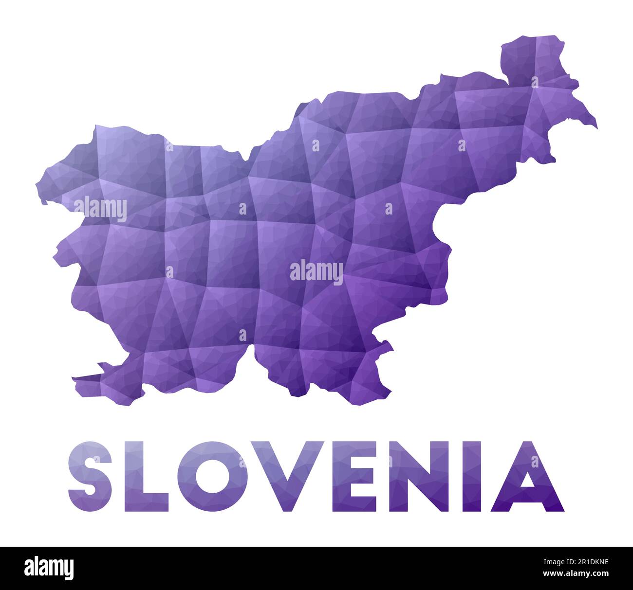 Map of Slovenia. Low poly illustration of the country. Purple geometric ...