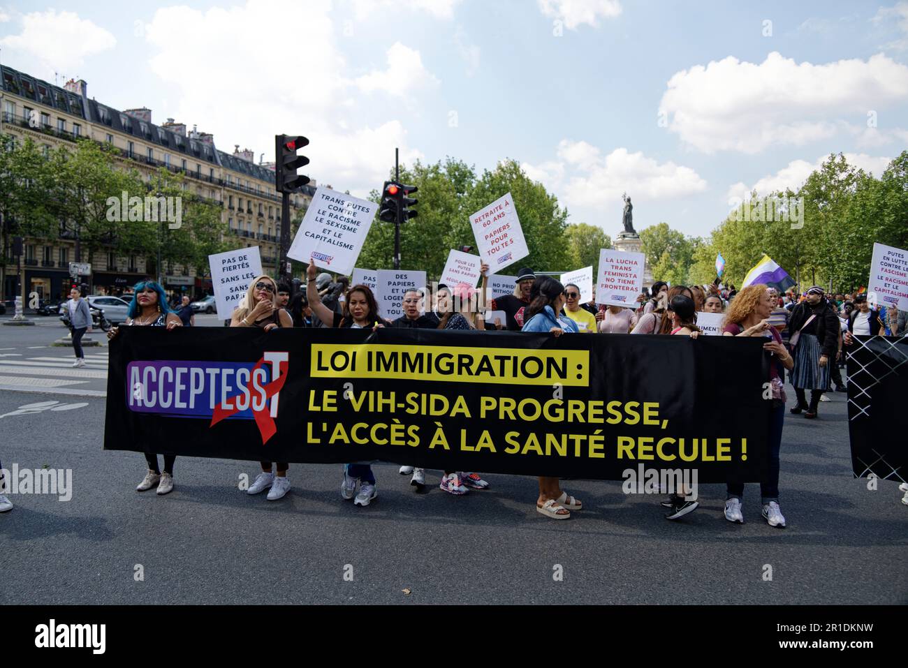 Paris, France. 13th May, 2023. ExisTransInter demonstration against the ...