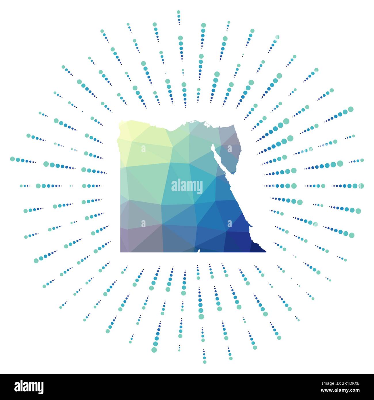 Shape of Egypt, polygonal sunburst. Map of the country with colorful ...