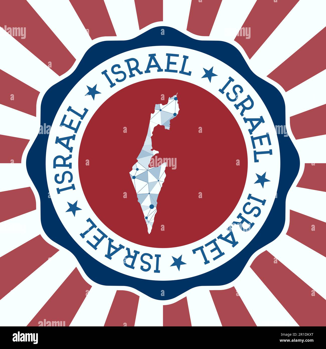 Israel Badge. Round logo of country with triangular mesh map and radial ...