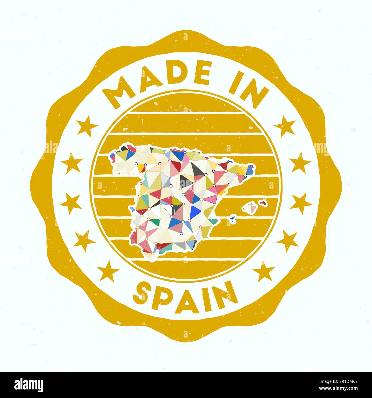 Made in Spain. Country round stamp. Seal of Spain with border shape ...