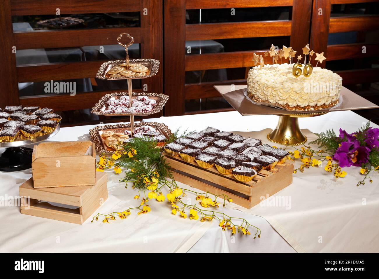 Reception Hall Decorated For Social Events; Dessert Table For Guests ...