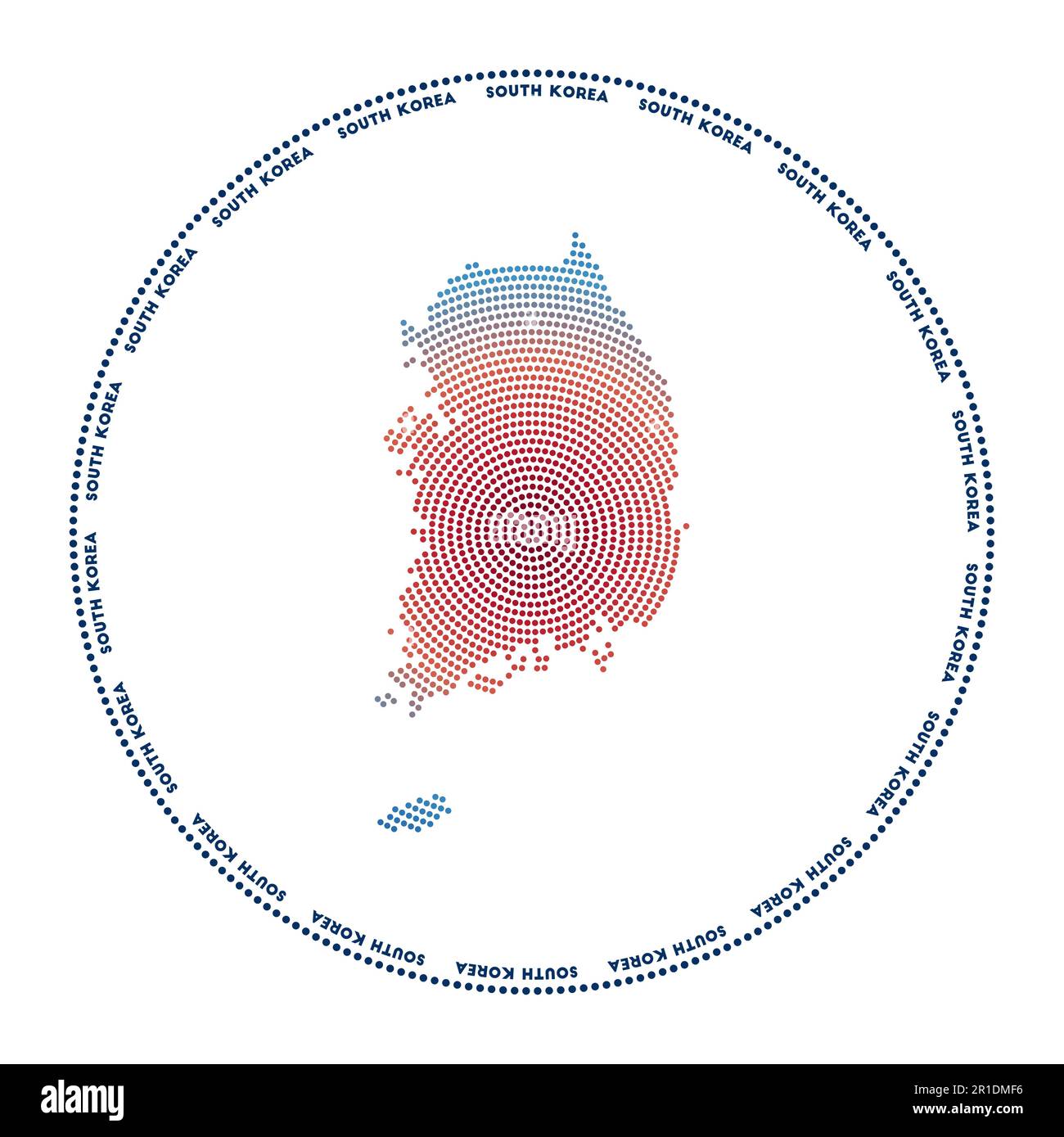 South Korea round logo. Digital style shape of South Korea in dotted ...