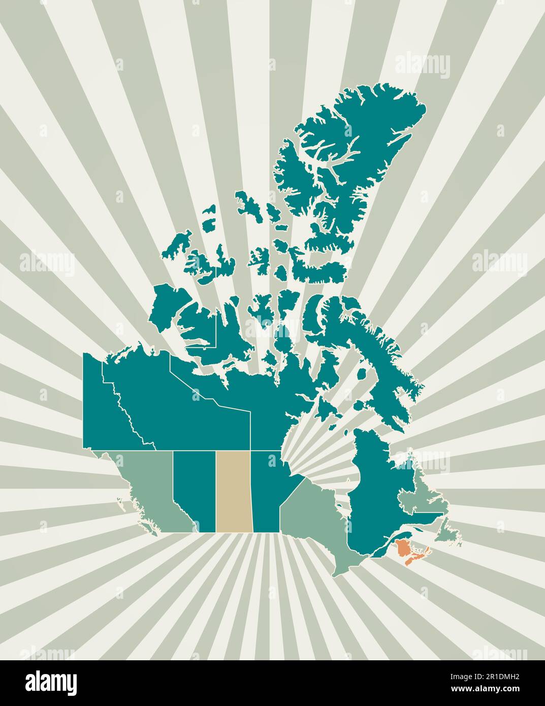 Canada map. Poster with map of the country in retro color palette ...