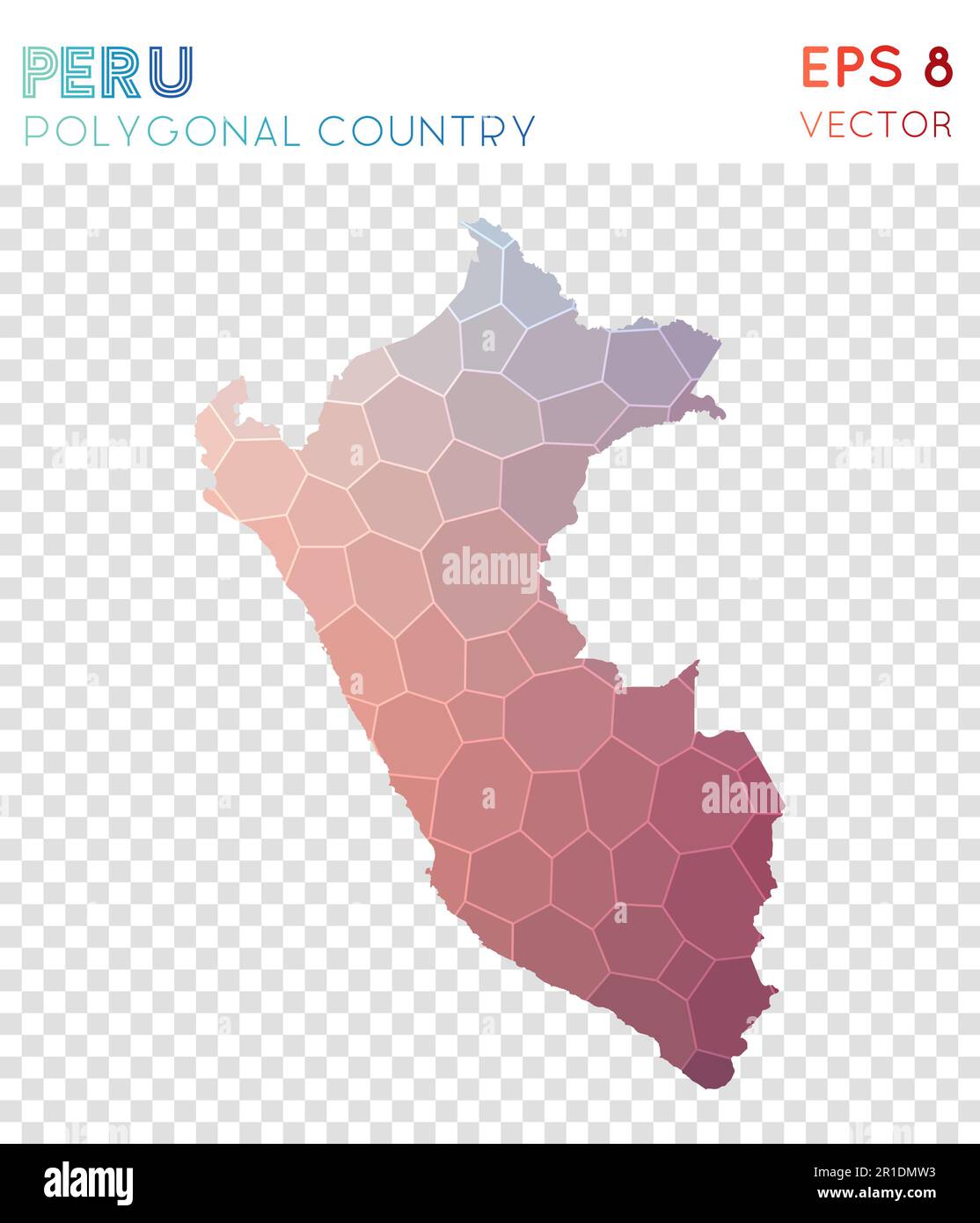 Peru polygonal map, mosaic style country. Actual low poly style, modern ...