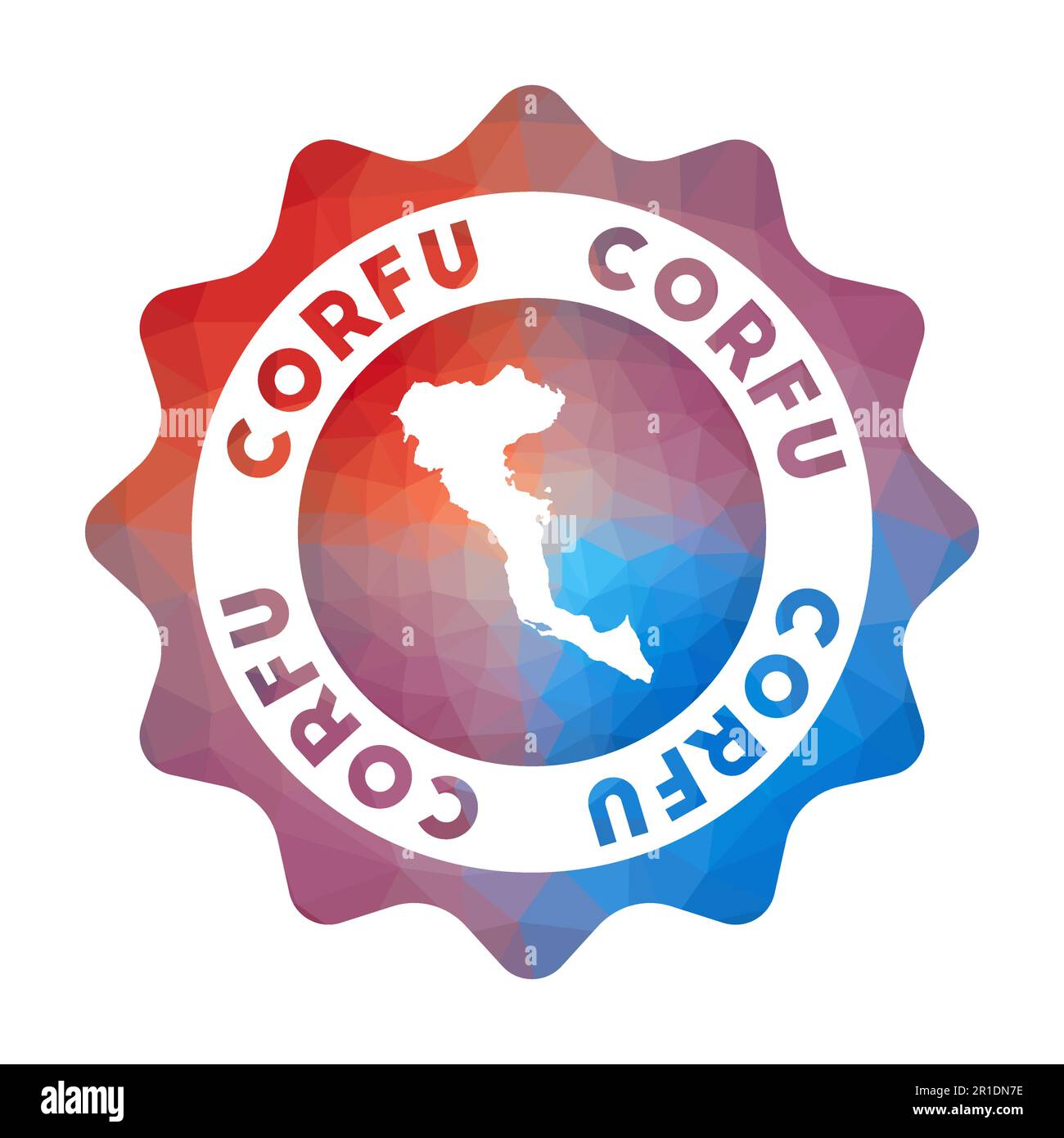 Corfu low poly logo. Colorful gradient travel logo of the island in ...