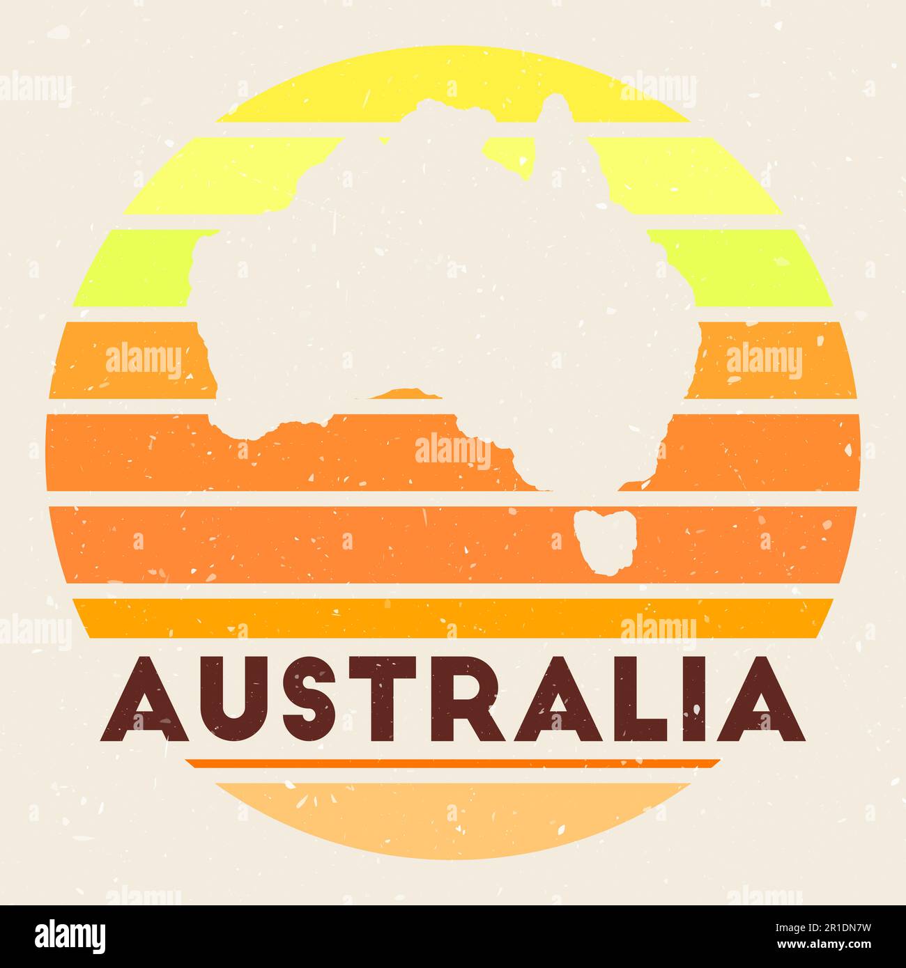 Australia logo. Sign with the map of the country and colored stripes ...