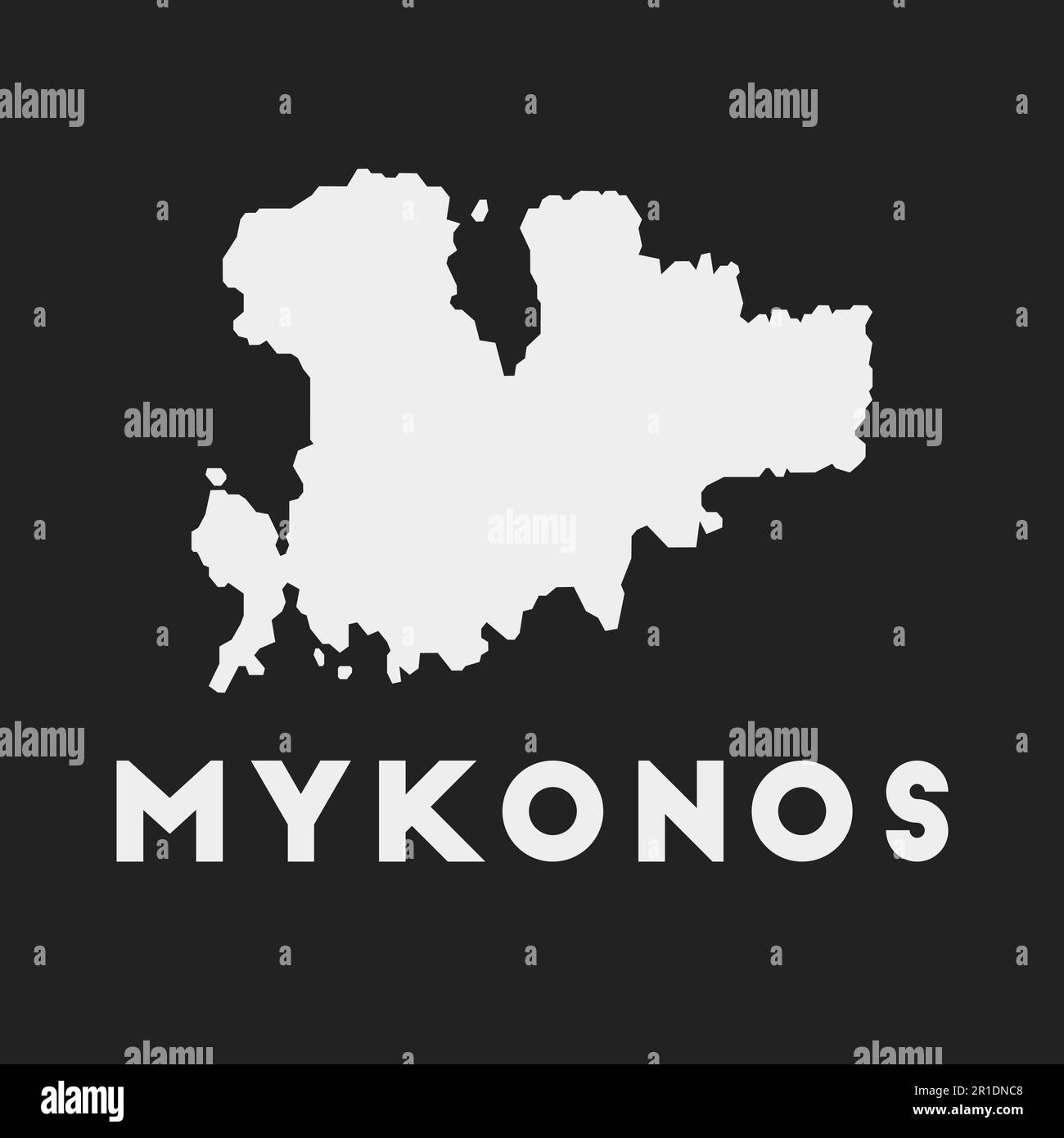 Mykonos icon. Island map on dark background. Stylish Mykonos map with ...