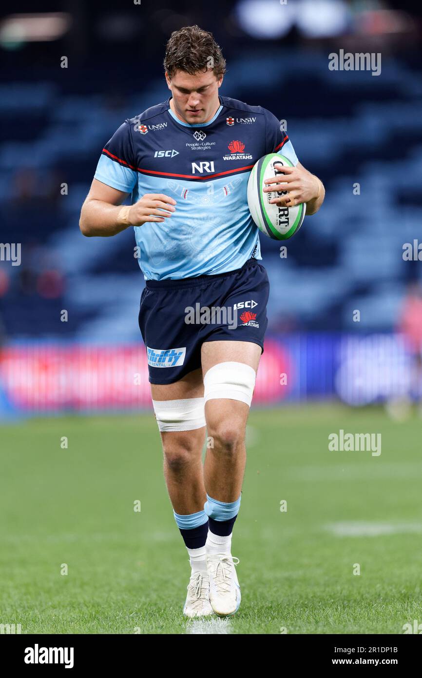 Sydney, Australia. 13th May, 2023. Will Harris of the Waratahs warms up ...
