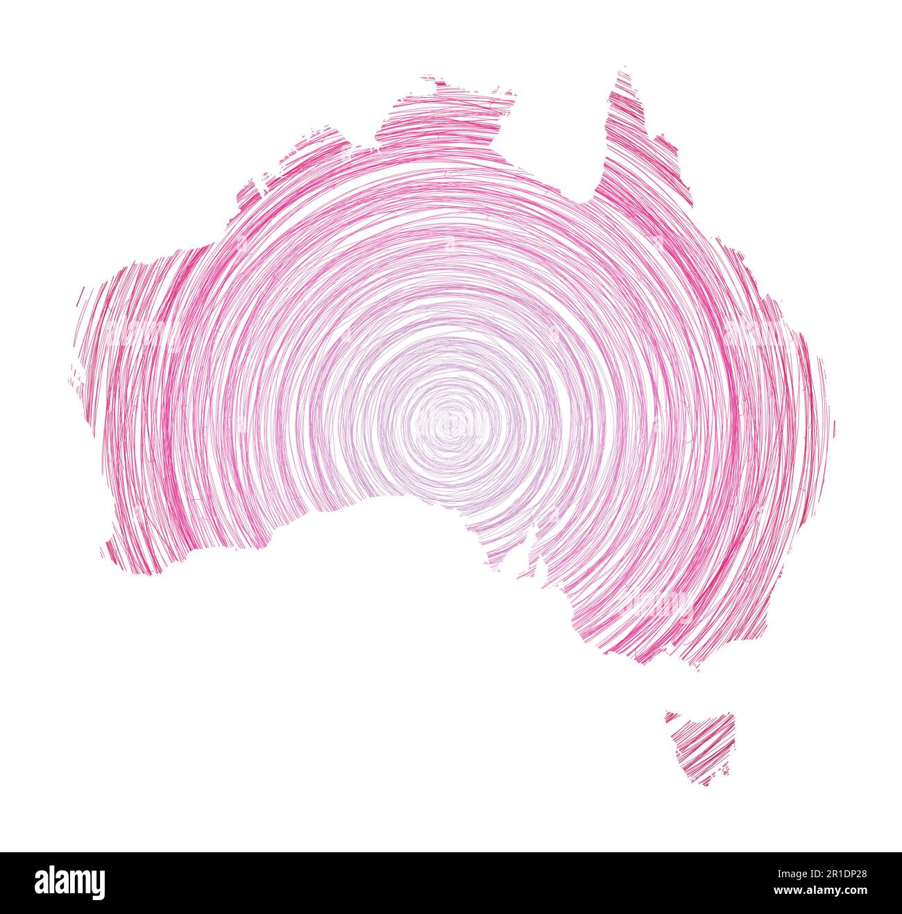 Australia map filled with concentric circles. Sketch style circles in ...