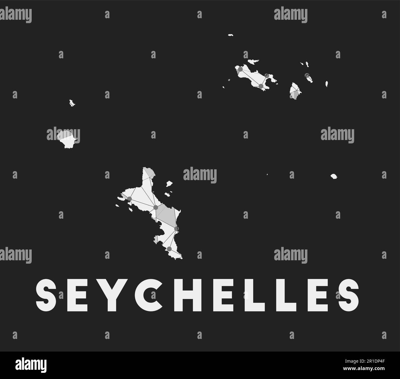 Seychelles - communication network map of island. Seychelles trendy ...
