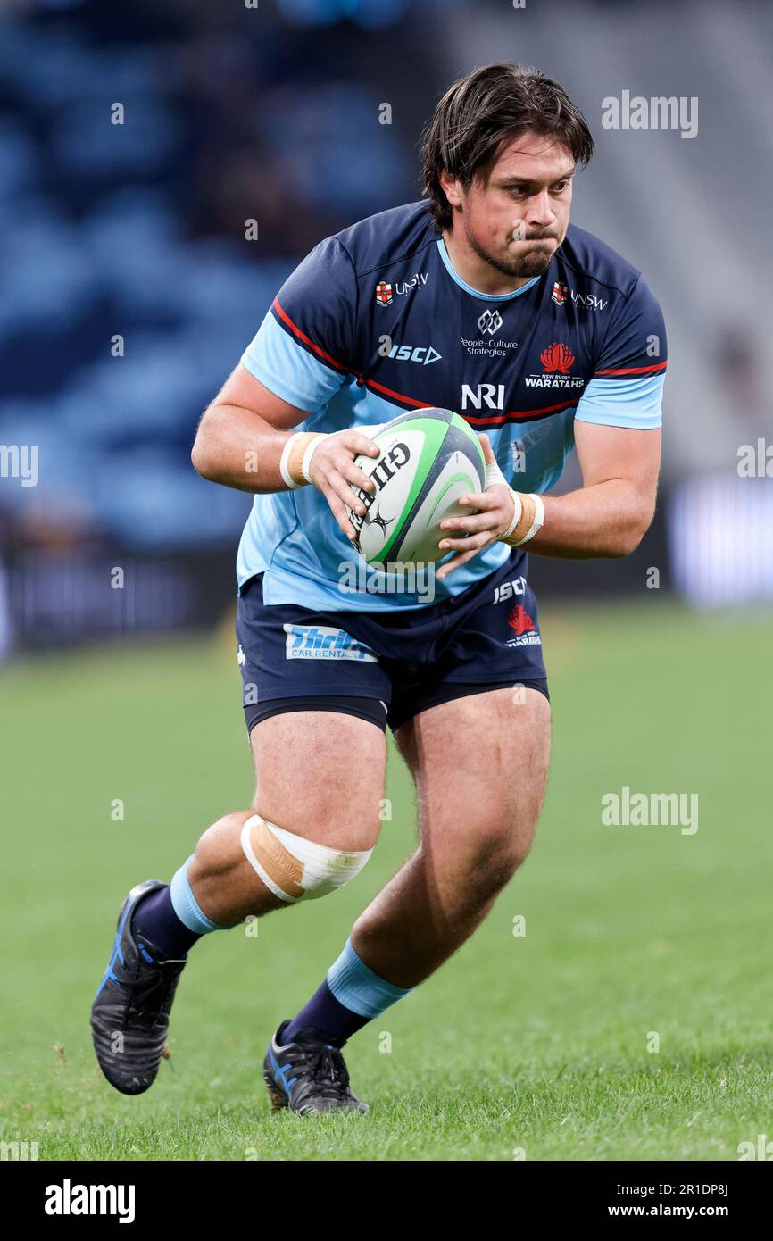 Sydney, Australia. 13th May, 2023. Archer Holz of the Waratahs warms up ...