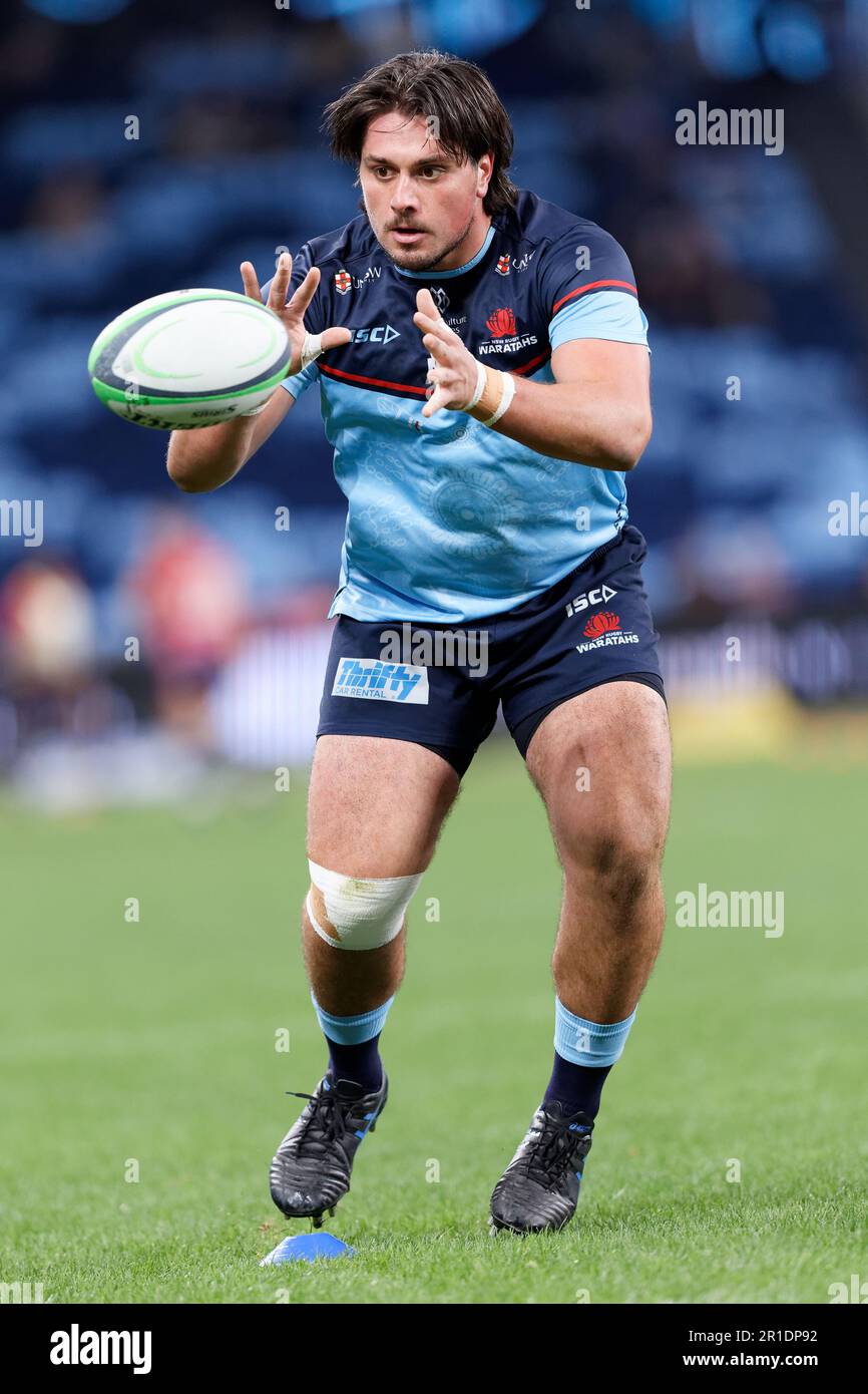 Sydney, Australia. 13th May, 2023. Archer Holz of the Waratahs warms up ...