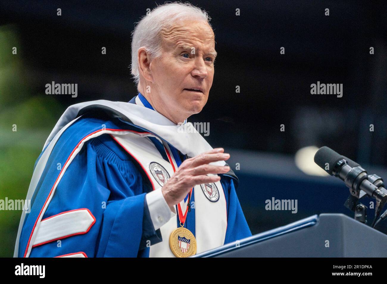 US President Joe Biden delivers the Howard University Commencement ...