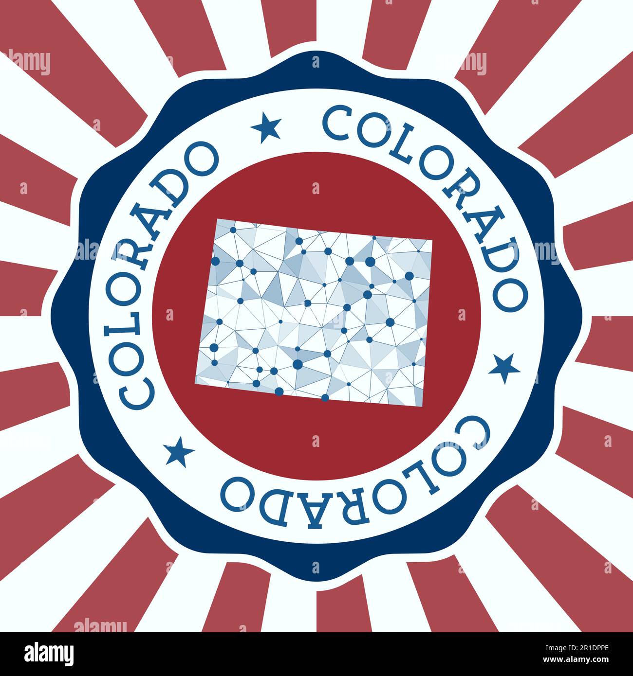 Colorado Badge. Round logo of US state with triangular mesh map and ...