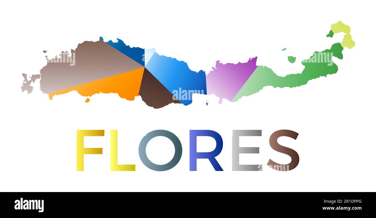 Bright colored Flores shape. Multicolor geometric style island logo ...