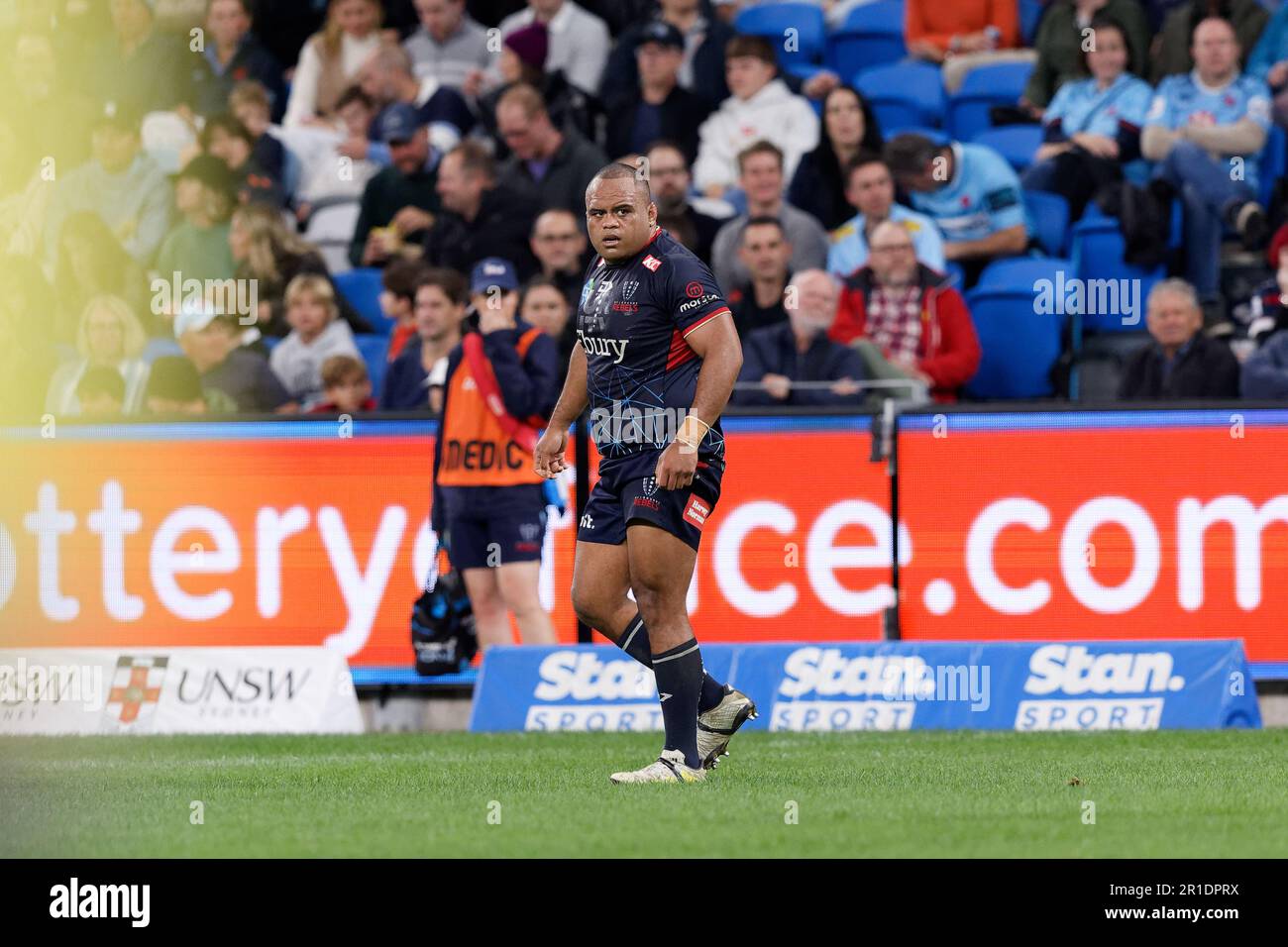 Sydney, Australia. 13th May, 2023. Sam Talakai of the Rebels looks on ...