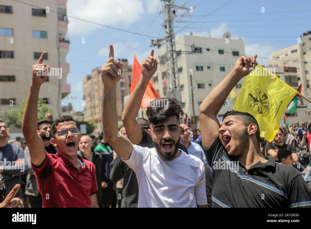 Gaza, Palestine. 13th May, 2023. Palestinians chant slogans during the ...