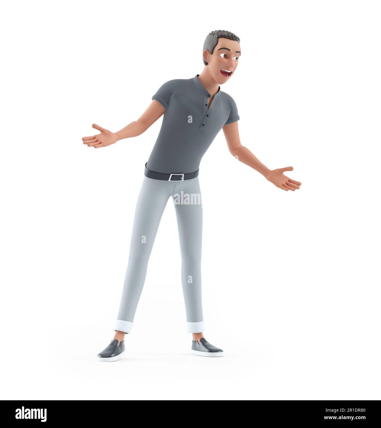 3d character man surprise pose, illustration isolated on white ...