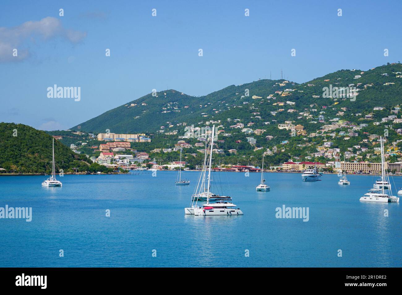 Boats in the harbor of Charlotte Amalie at St. Thomas US Virgin Islands ...