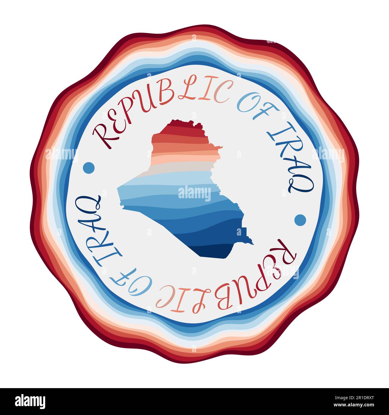 Republic of Iraq badge. Map of the country with beautiful geometric ...