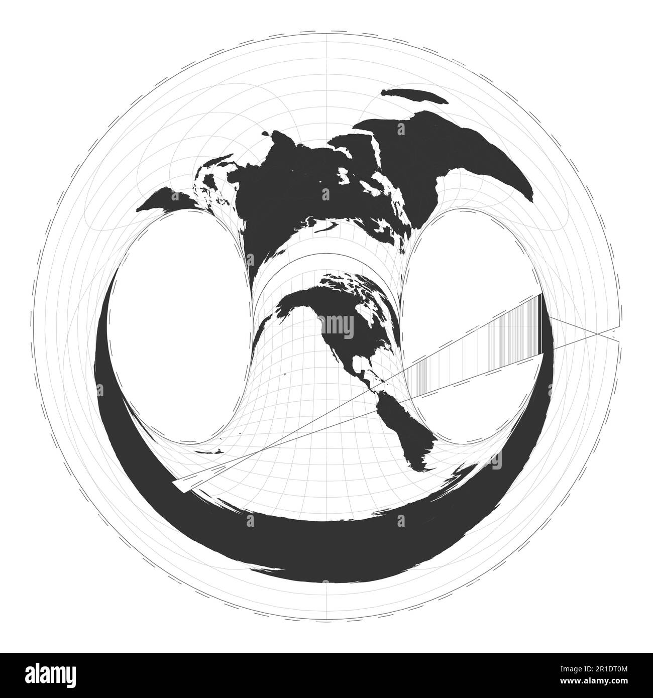Vector world map. Hammer retroazimuthal projection. Plain world ...
