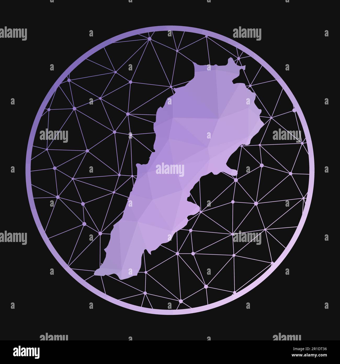 Lebanon icon. Vector polygonal map of the country. Lebanon icon in ...