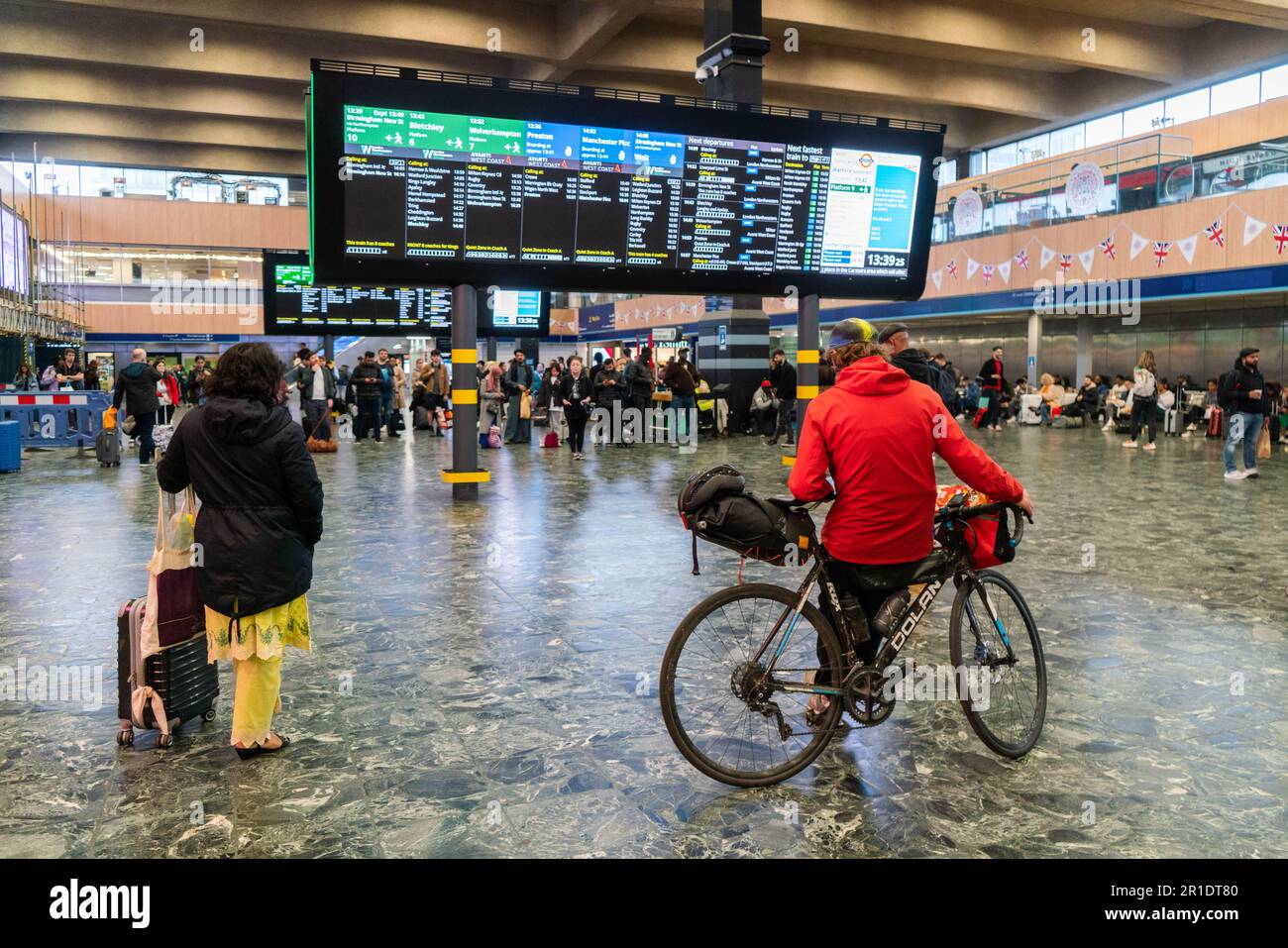 London UK. 13 May 2023. Passengers facing travel disruption on a second ...