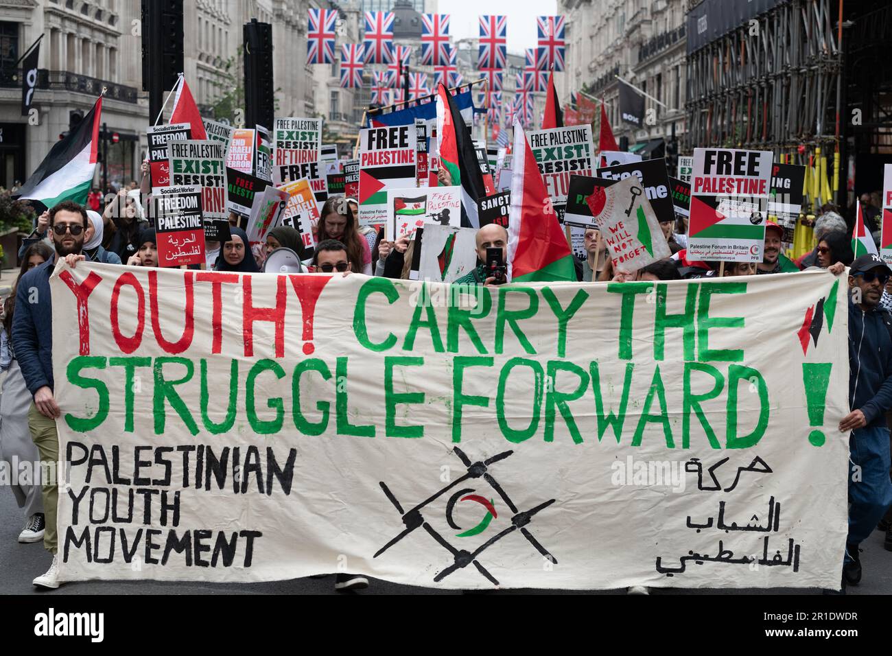 London, UK. 13 May, 2023. Solidarity march and rally for Palestine on ...