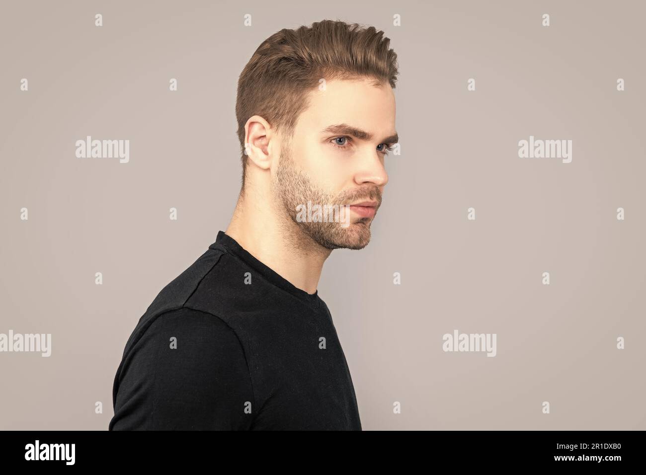 face of caucasian man having stubble. bristle and stubble. portrait of ...