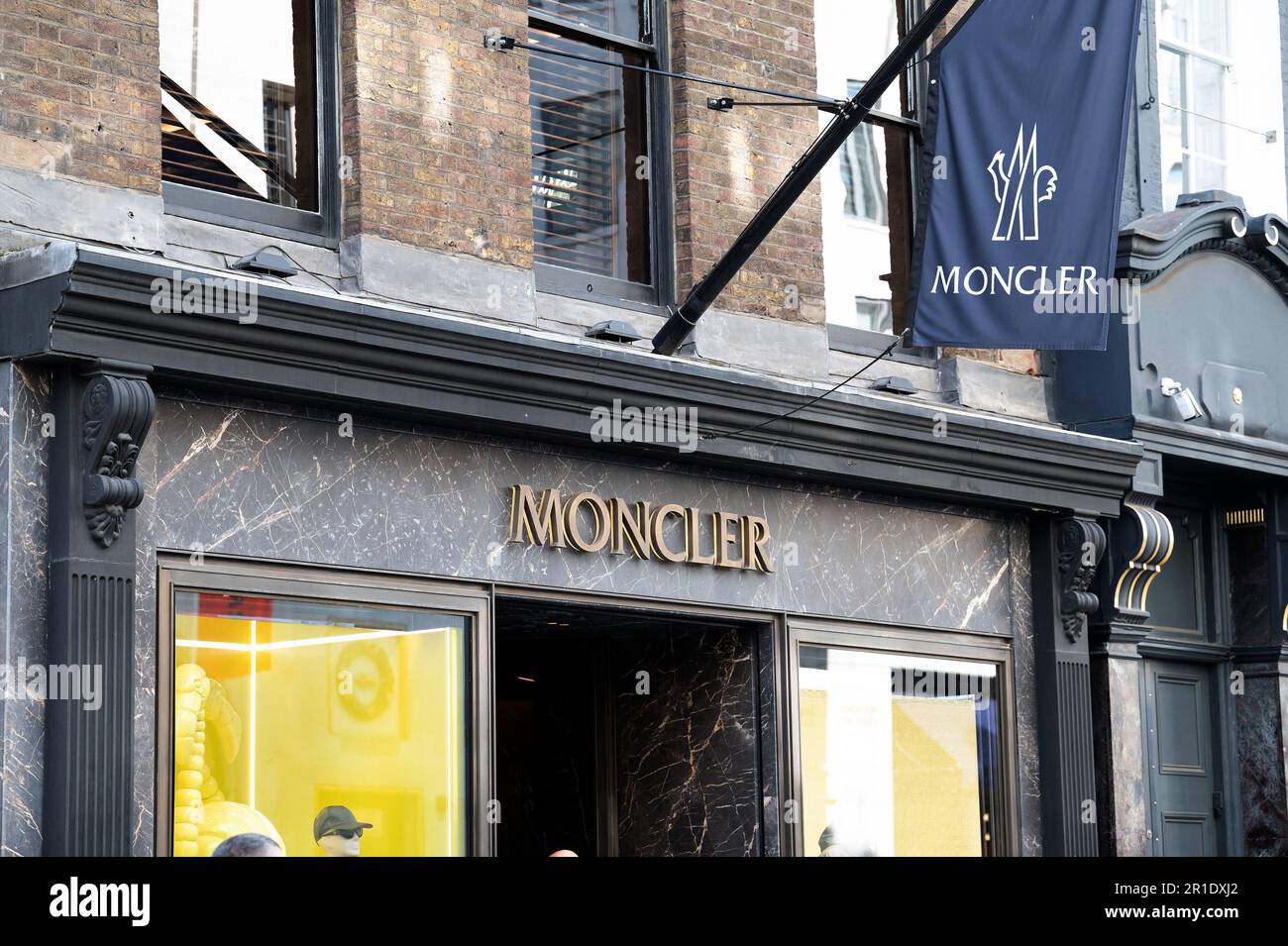 London, UK. 11th May, 2023. A shop sign of MONCLER Store, on May 07 ...