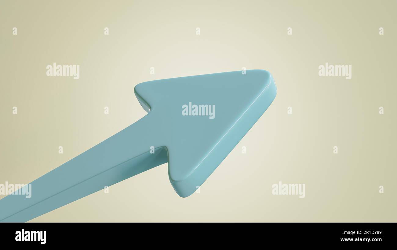 An illustration of a green arrow showing up on a yellow background ...