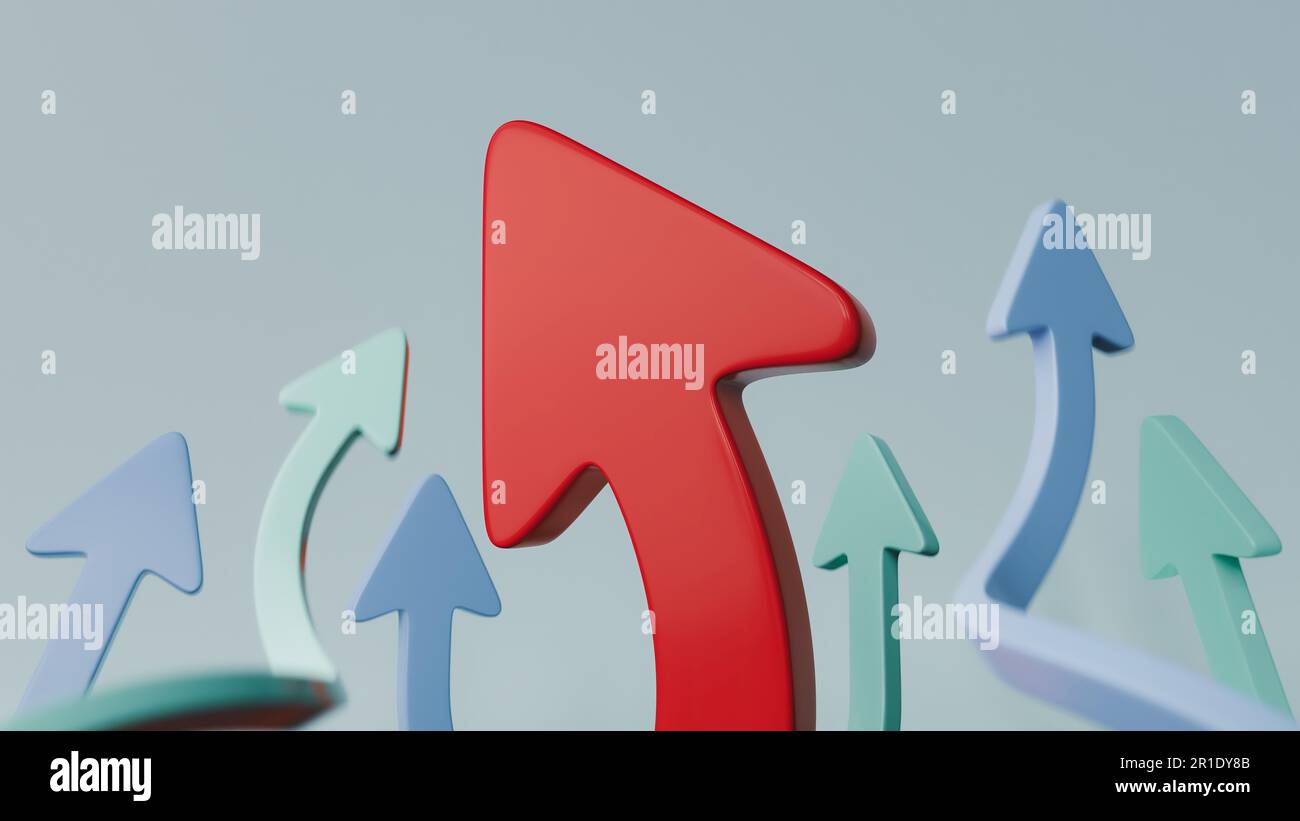 An illustration of colorful arrows showing up on a gray background ...