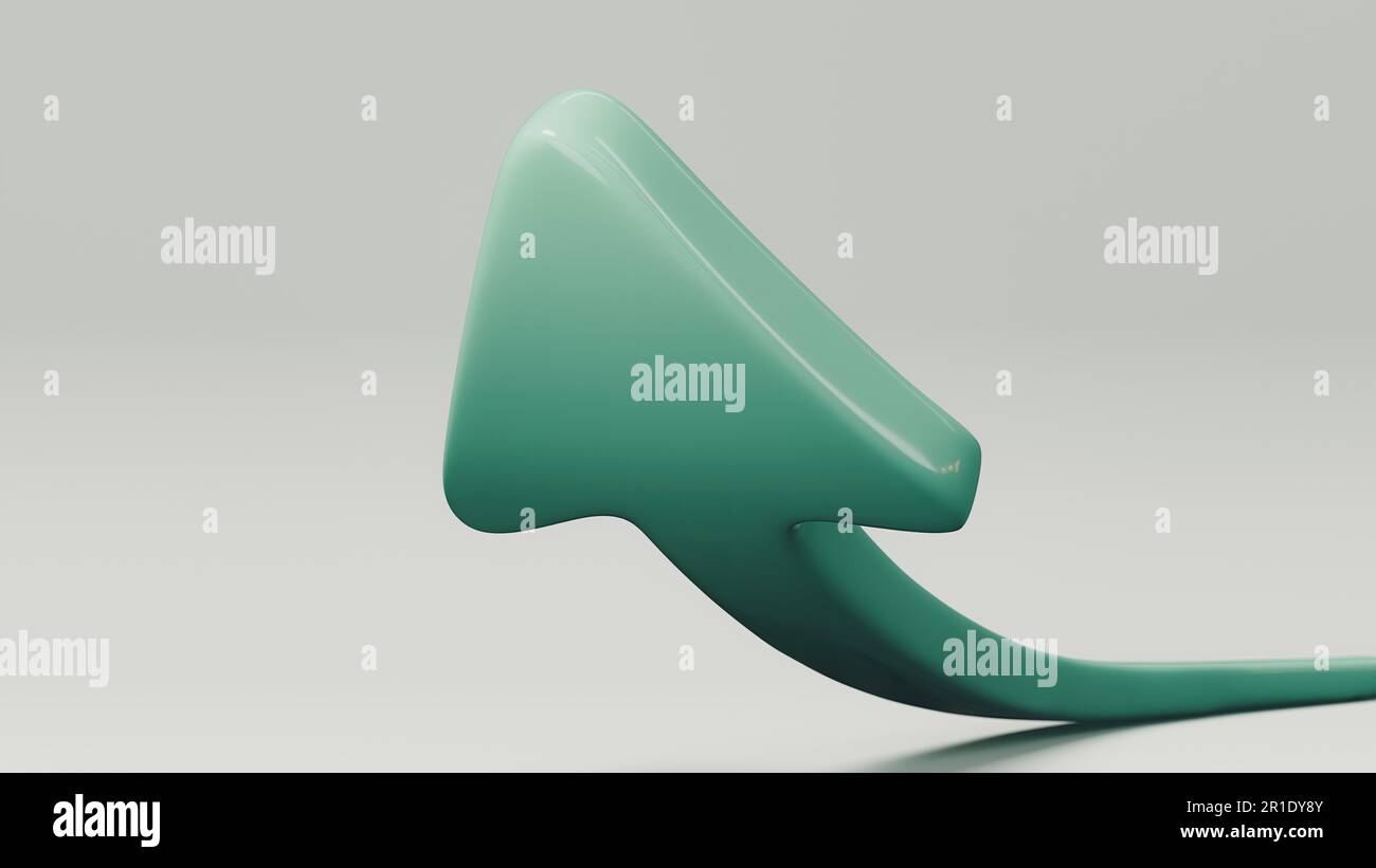 An illustration of a green arrow showing up on a white background Stock ...