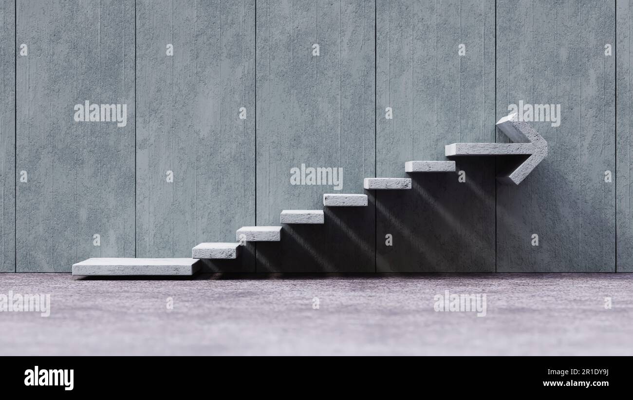 An illustration of a gray staircase turning into an arrow, showing ...