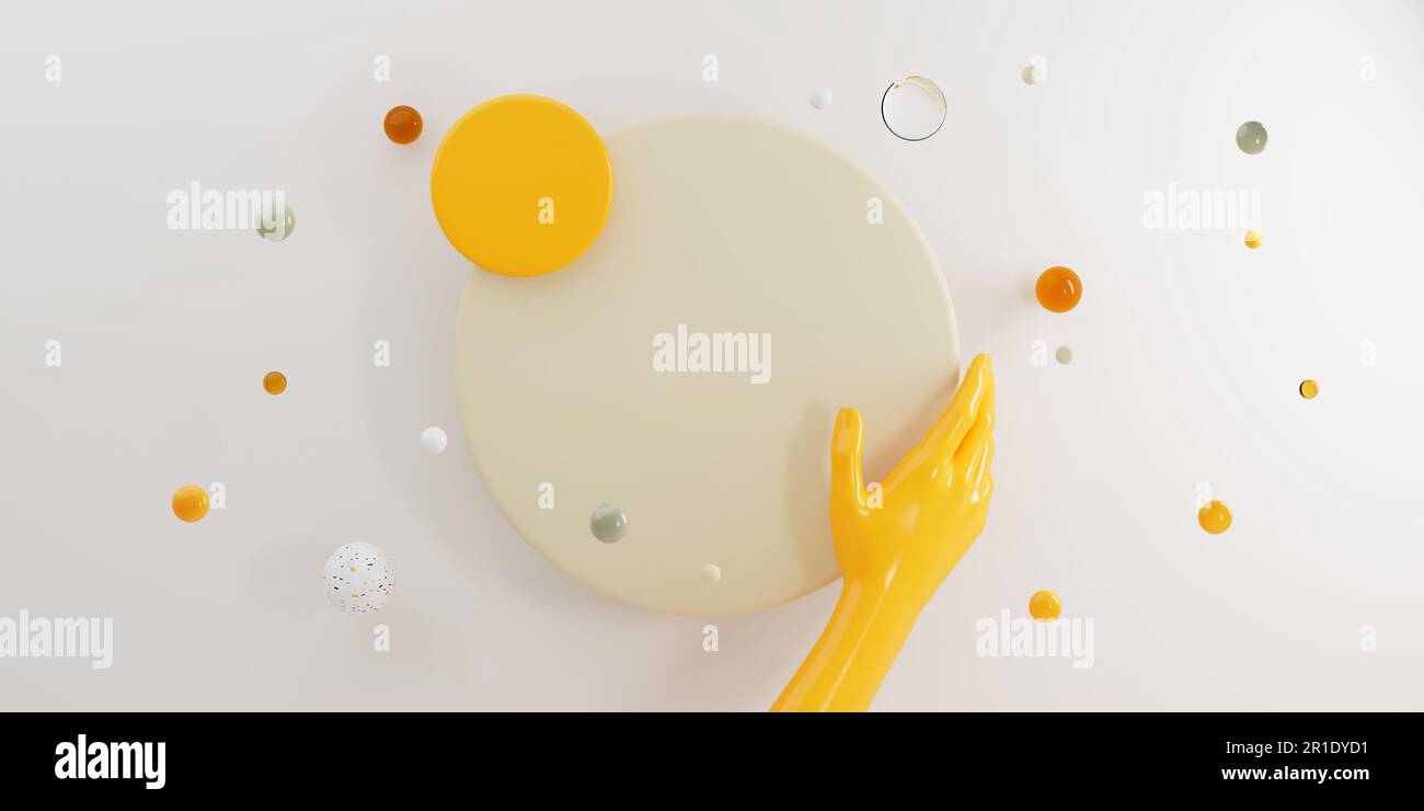 3d rendering levitating platform display disc studio background with ...