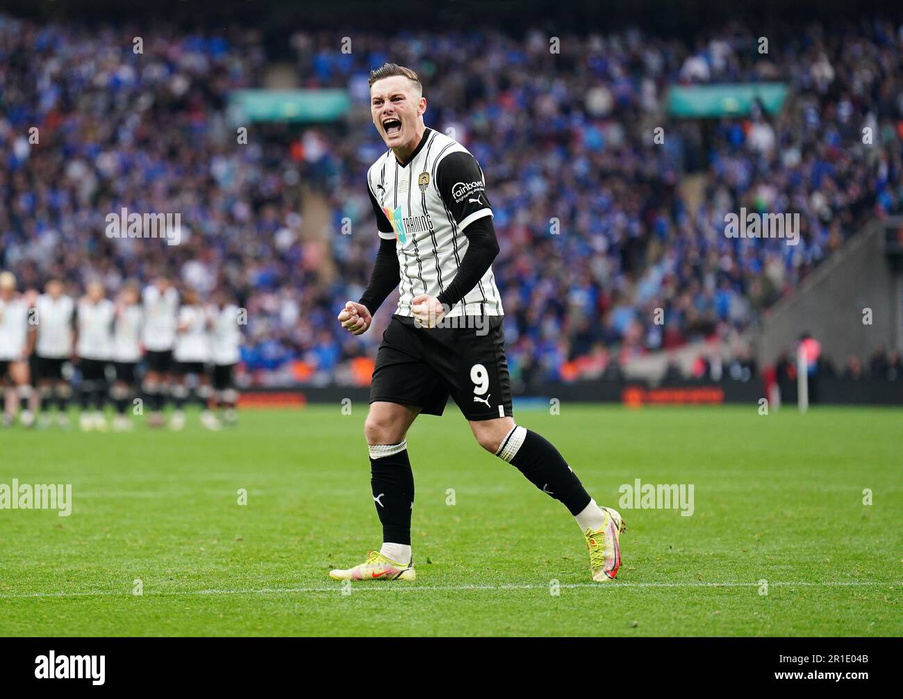 Notts County's Macauley Langstaff celebrates scoring a penlty in the ...