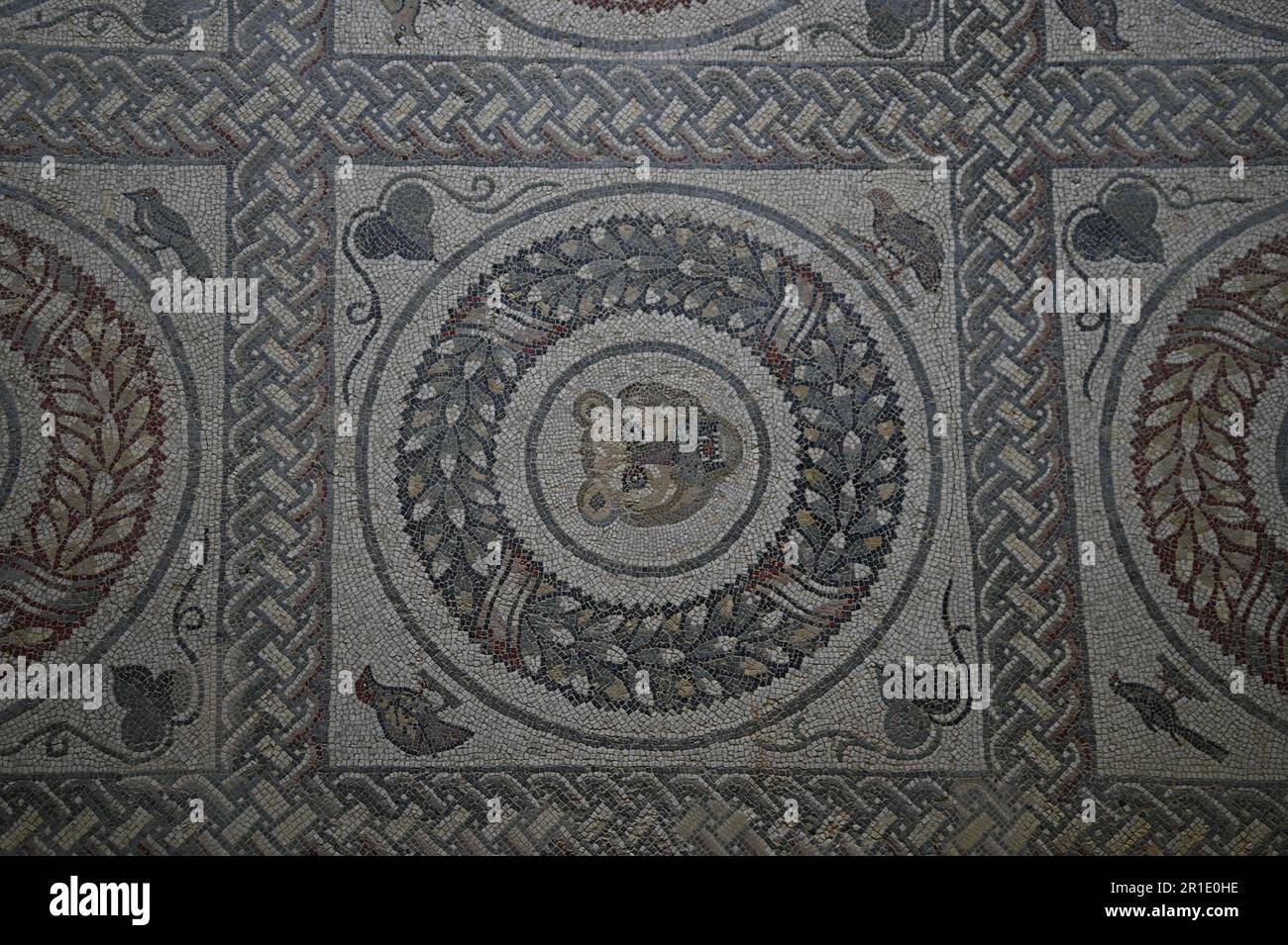 Roman animal motif mosaic on the floor of the Peristyle courtyard at ...