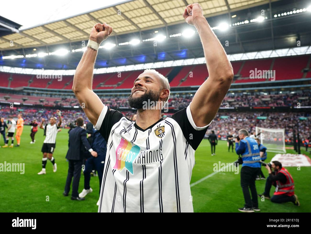 Notts County's John Bostock celebrates promotion to the Sky Bet League ...