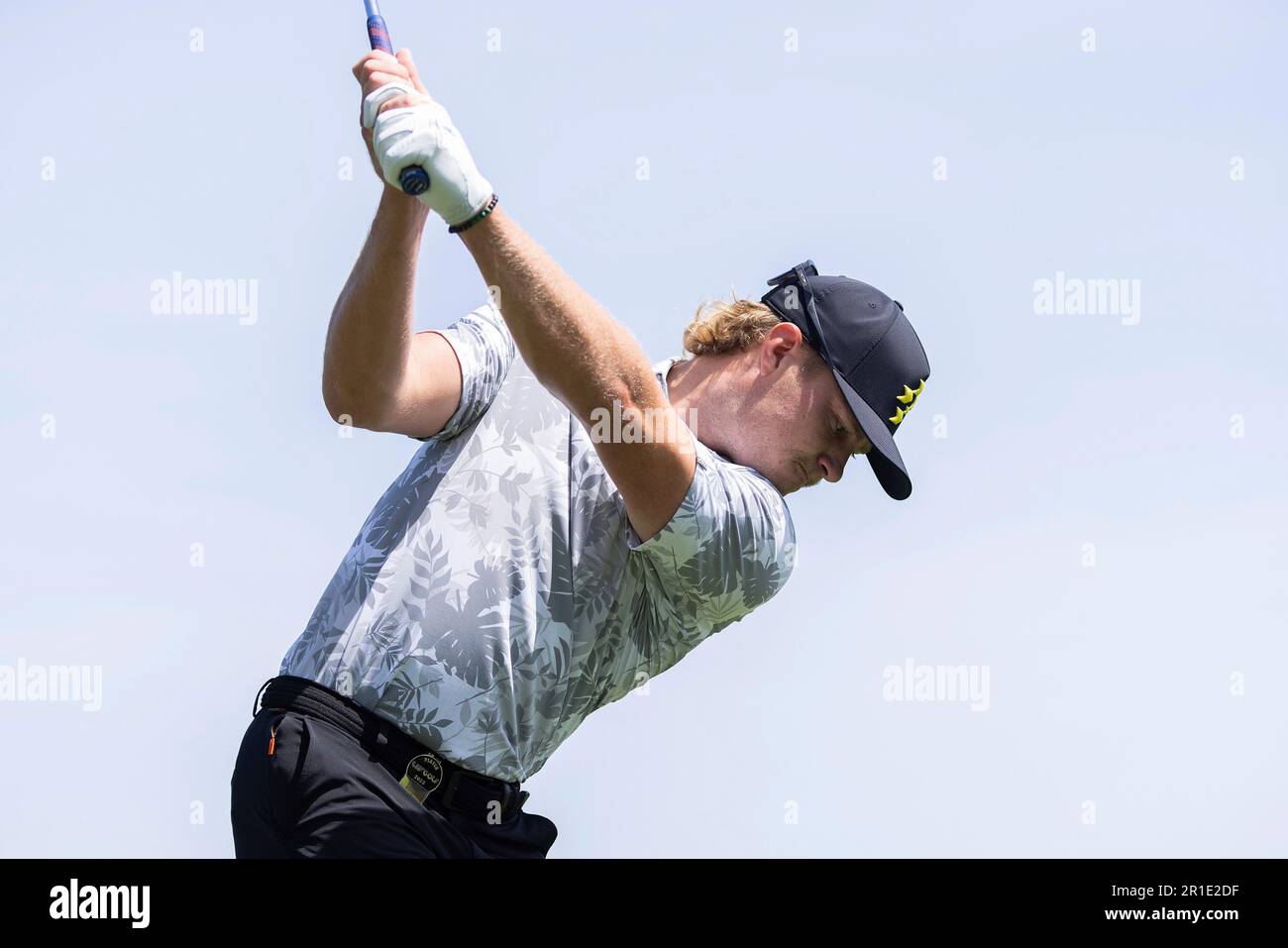 Jediah Morgan of Ripper GC hits his shot on the driving range during ...