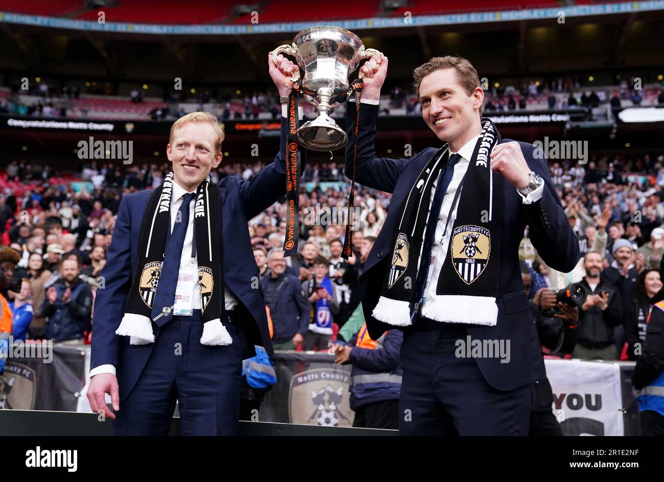 Notts County owners Alexander and Christoffer Reedtz celebrate with the ...