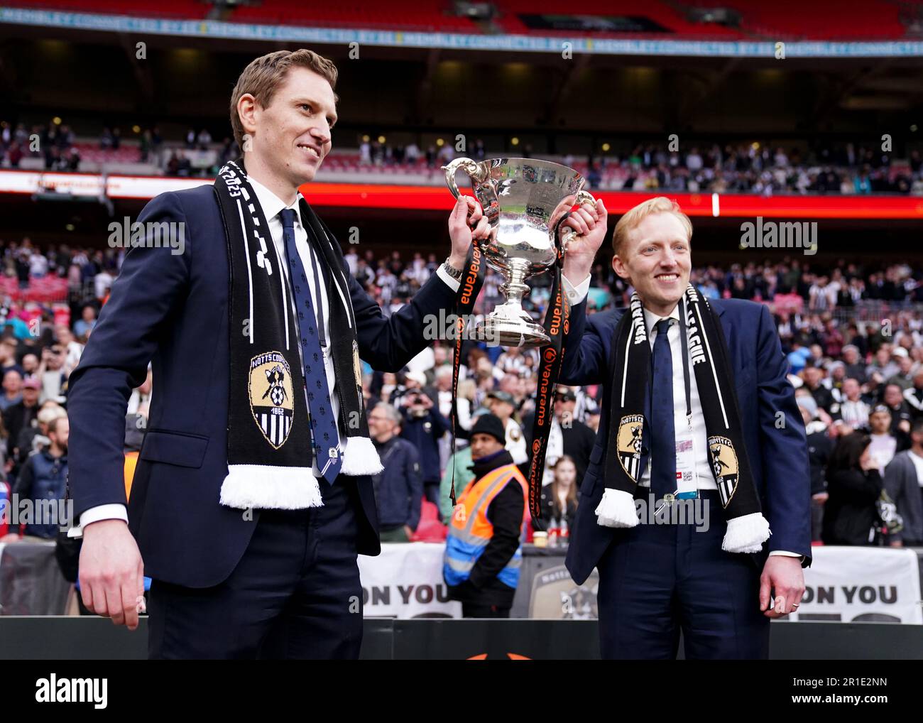 Notts County owners Alexander and Christoffer Reedtz celebrate with the ...
