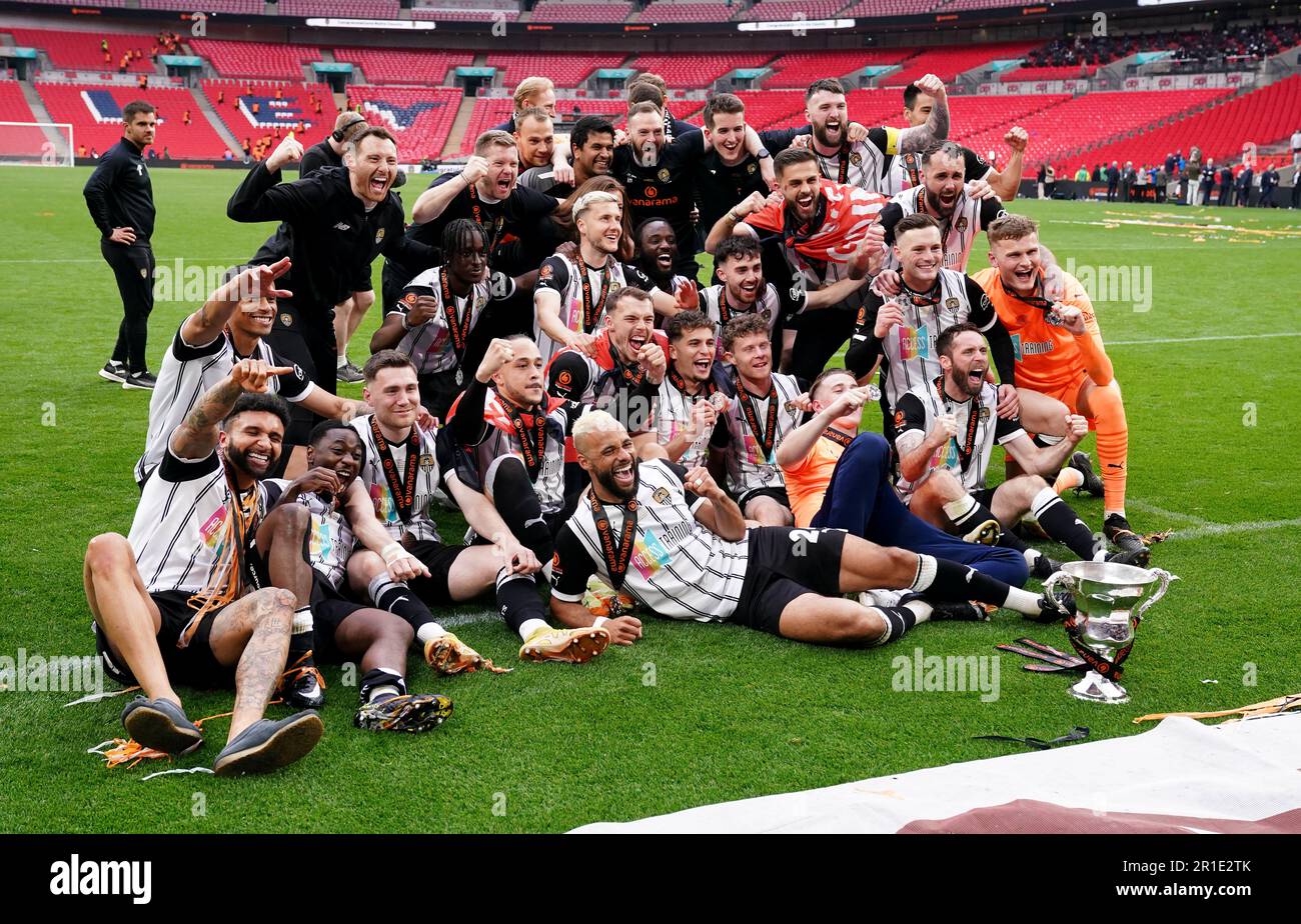 Notts County celebrate with the trophy after the Vanarama National ...