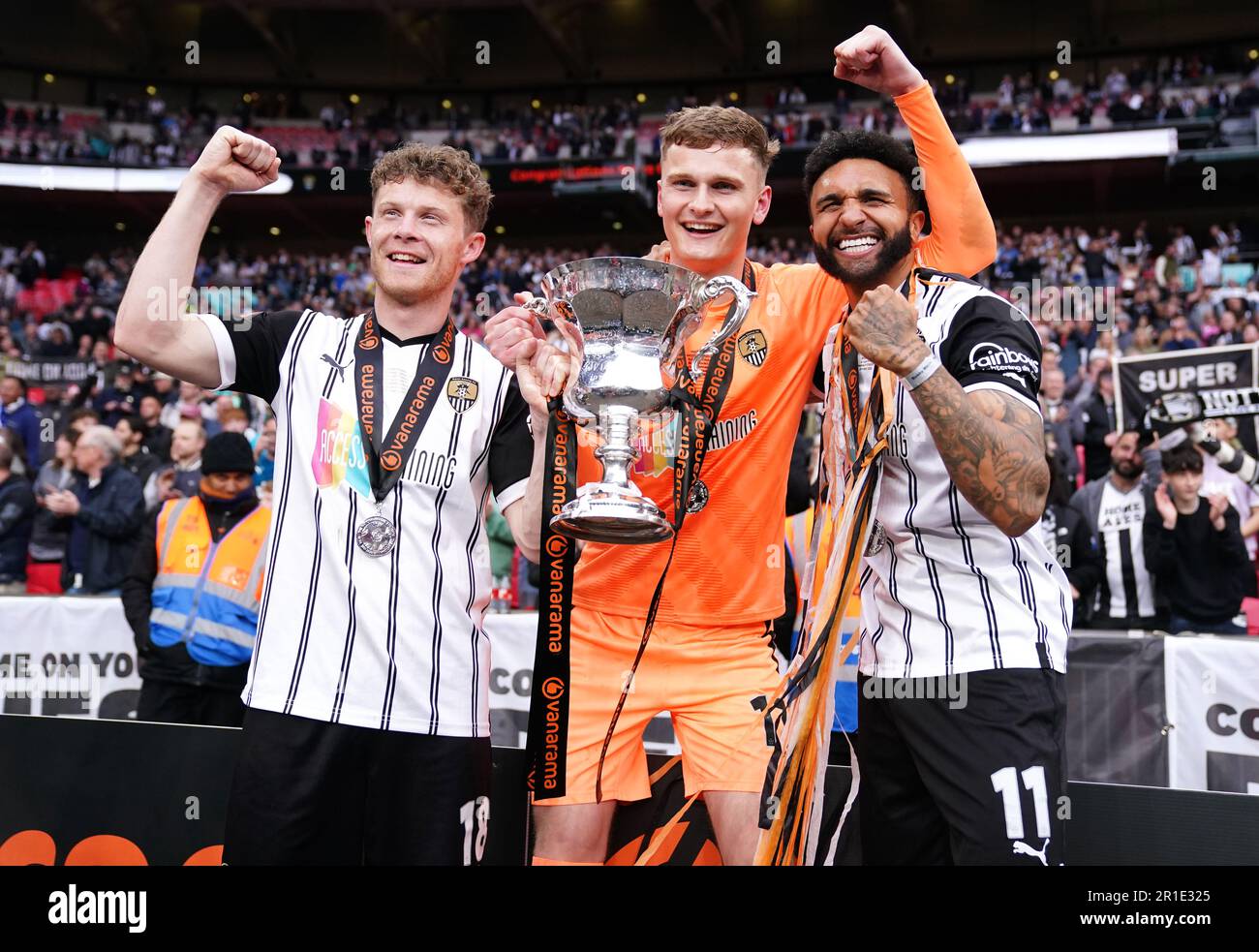Notts County's Matt Palmer (left), Archie Mair (centre) and Olutobi ...