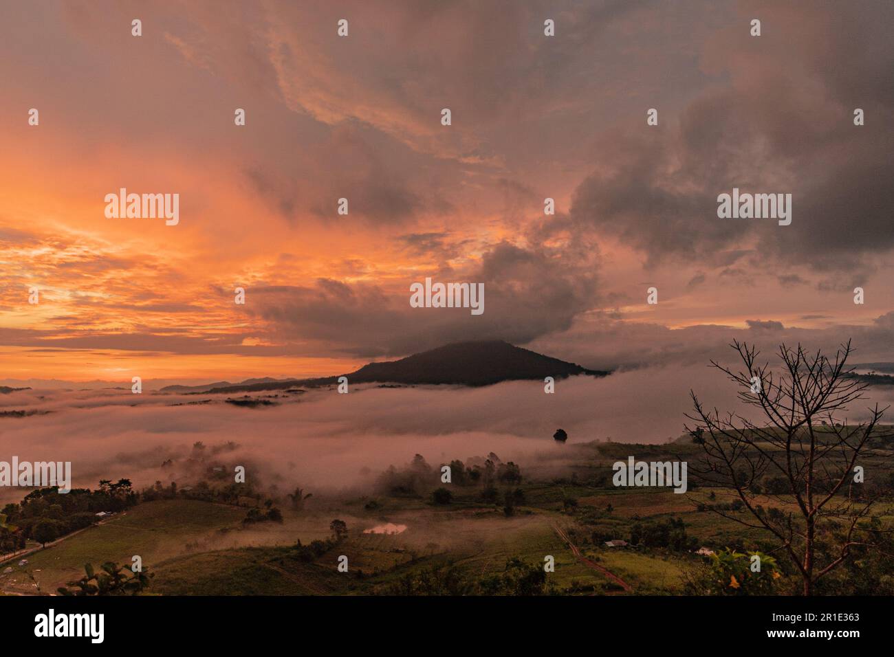 sun raise & sun down & fog 001 Stock Photo - Alamy