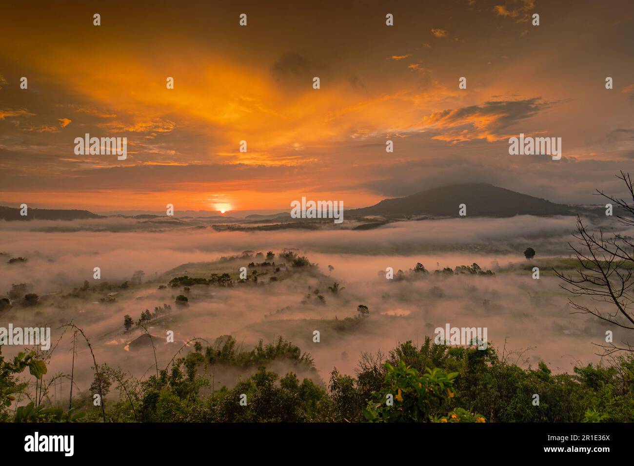 sun raise & sun down & fog 005 Stock Photo - Alamy